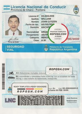 Argentina driving license template in PSD format, fully editable | roposh