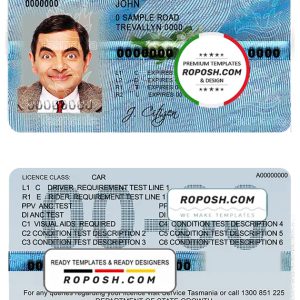 Australia Tasmania driver license template in PSD format, fully ...