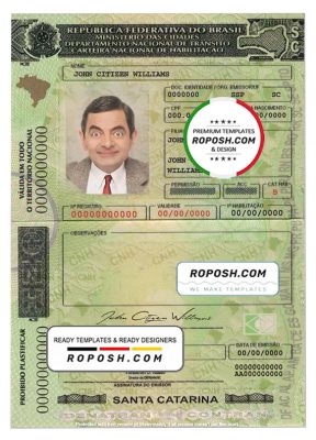Brazil (Santa Catarina) driving license template in PSD format | roposh