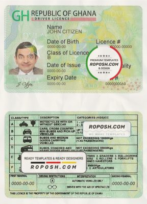 Ghana driving license template in PSD format, fully editable, with all ...