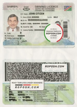 Namibia driving license template in PSD format, fully editable, with ...