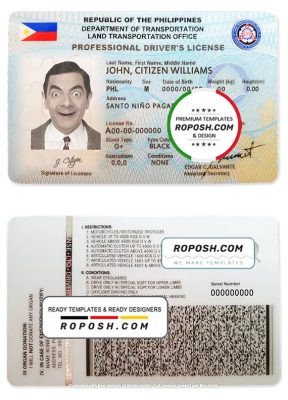 Philippines driving license template in PSD format | roposh