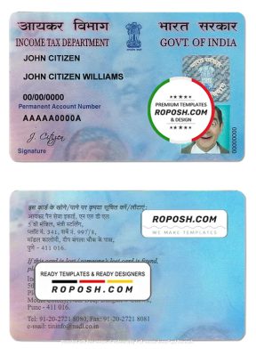 India e-PAN card template in PSD format (Income Tax Department), fully ...