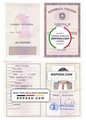 Italy Identity Card (La Carta D'Identita' Italiana) template in PSD ...
