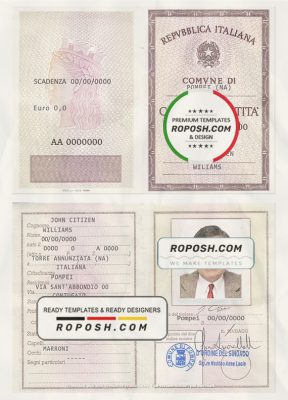 Italy Identity Card (La Carta D'Identita' Italiana) template in PSD ...
