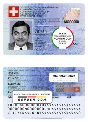 Switzerland ID template in PSD format, fully editable, with all fonts ...