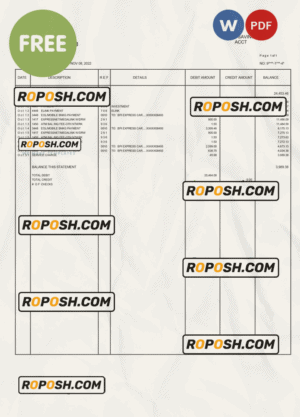 bank savings account statement sample, Word and PDF format, completely ...