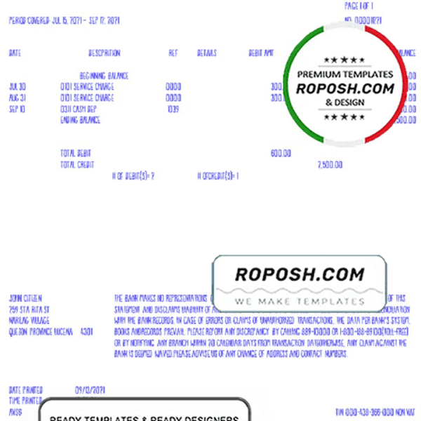 Philippines Bank of the Philippine Islands (BPI) bank statement ...