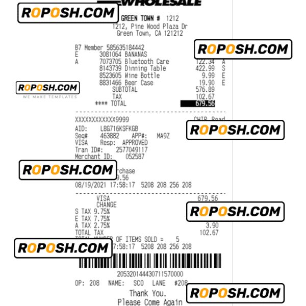 COTCO WHOLESALE payment receipt PSD template | roposh