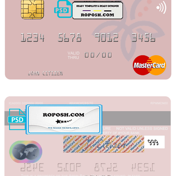 Malaysia Affin bank mastercard credit card template in PSD format | roposh