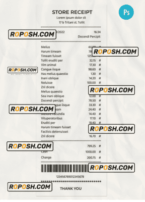 STORE receipt template PSD template | roposh
