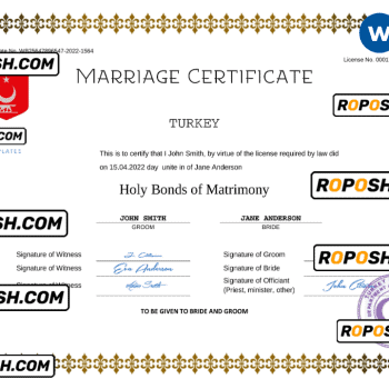 Turkey marriage certificate Word and PDF template, completely editable ...