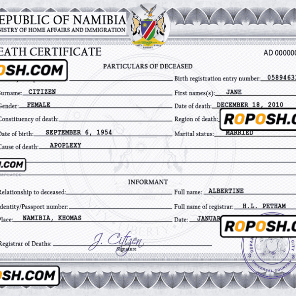 of deluxe vital record death certificate universal PSD template | roposh