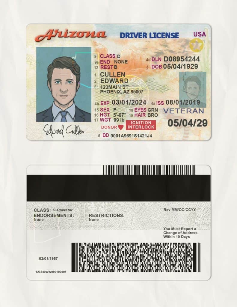 Arizona Driver License Free Template | roposh