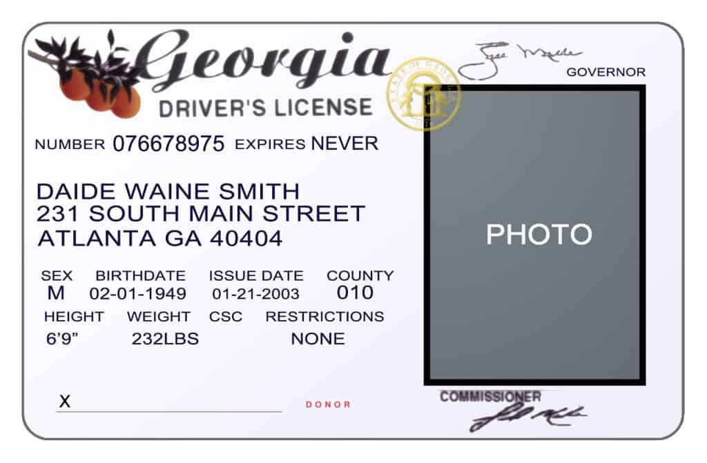 Georgia Driver License PSD Template - Editable