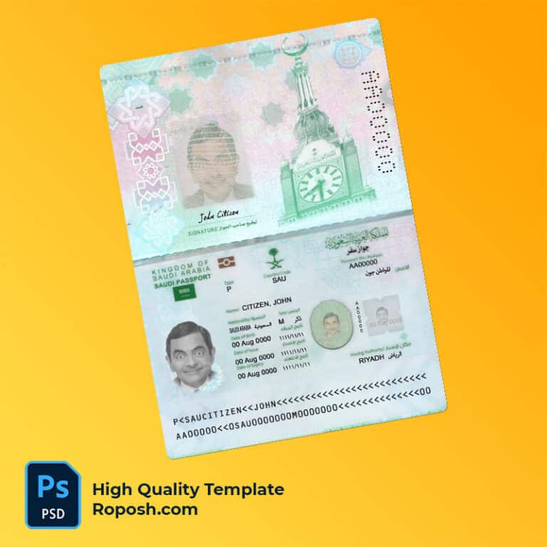 Saudi Arabia passport template in PSD format | roposh