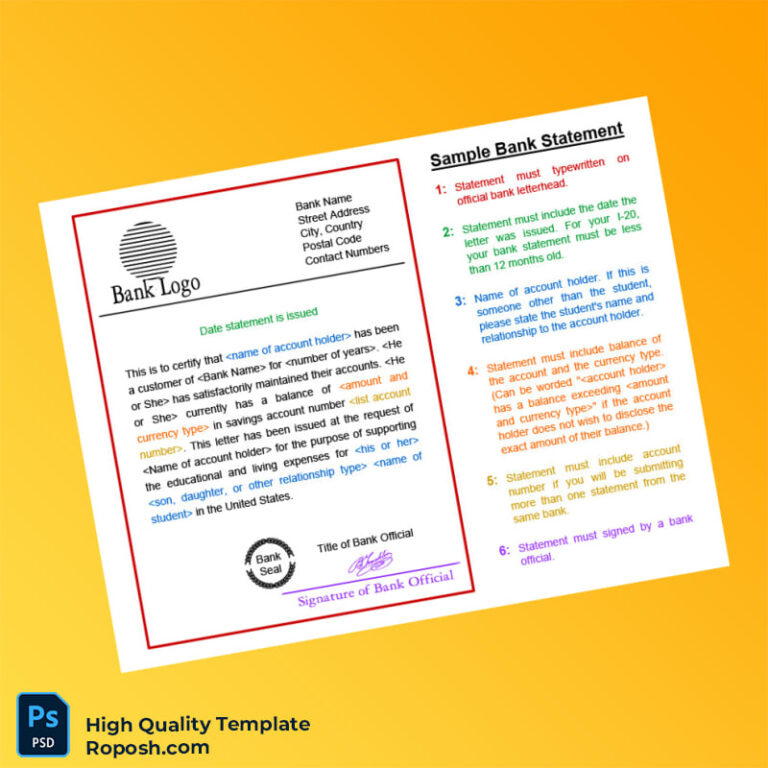 Bank Name Bank Statement Template in Word and PDF formats | roposh