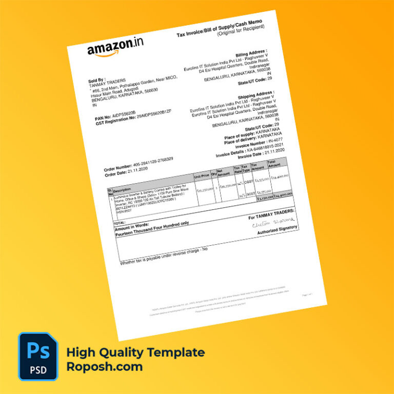 India Tanmay Traders Editable Tax Invoice Template in Word and PDF ...