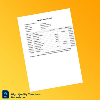 Kenya Sample National Bank Statement Template in Word and PDF formats ...