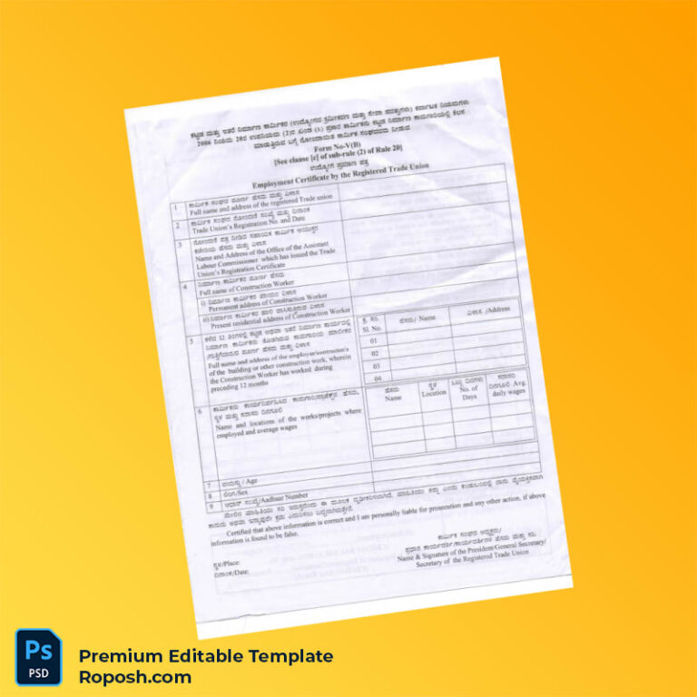 Employment Certificate Template by the Registration Trade Union in Word ...