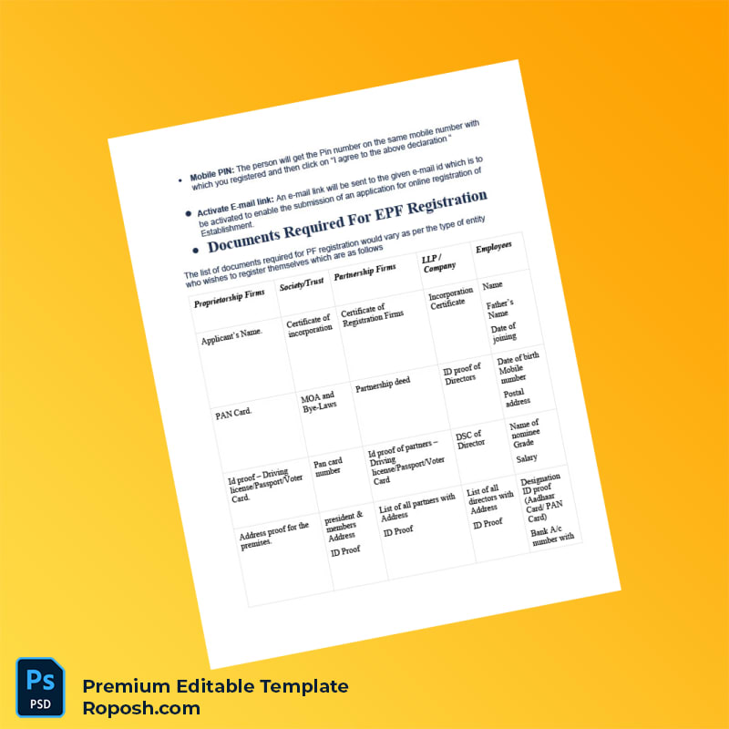 Customizable India EPFO Business Registration Certificate Editable Word ...