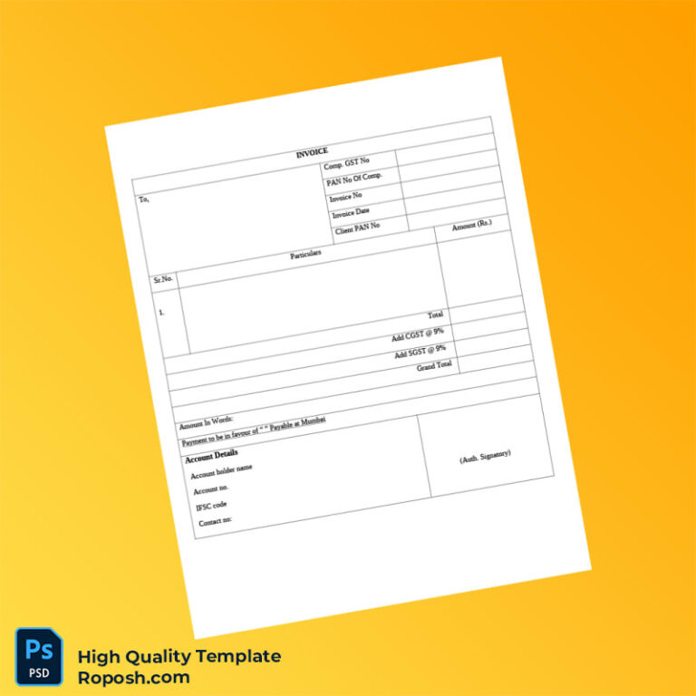 India Invoice Format Template in Word and PDF formats | roposh