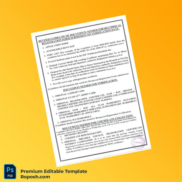 Customizable India Nursing Council Registration Certificate Editable ...