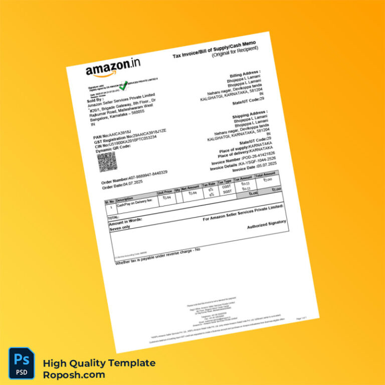 India Pazzo India Tax Invoice Template in Word and PDF formats India ...