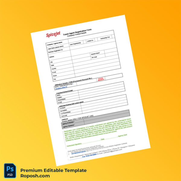 Customizable India SpiceJet Business Registration Certificate Editable Word & PDF Template | roposh