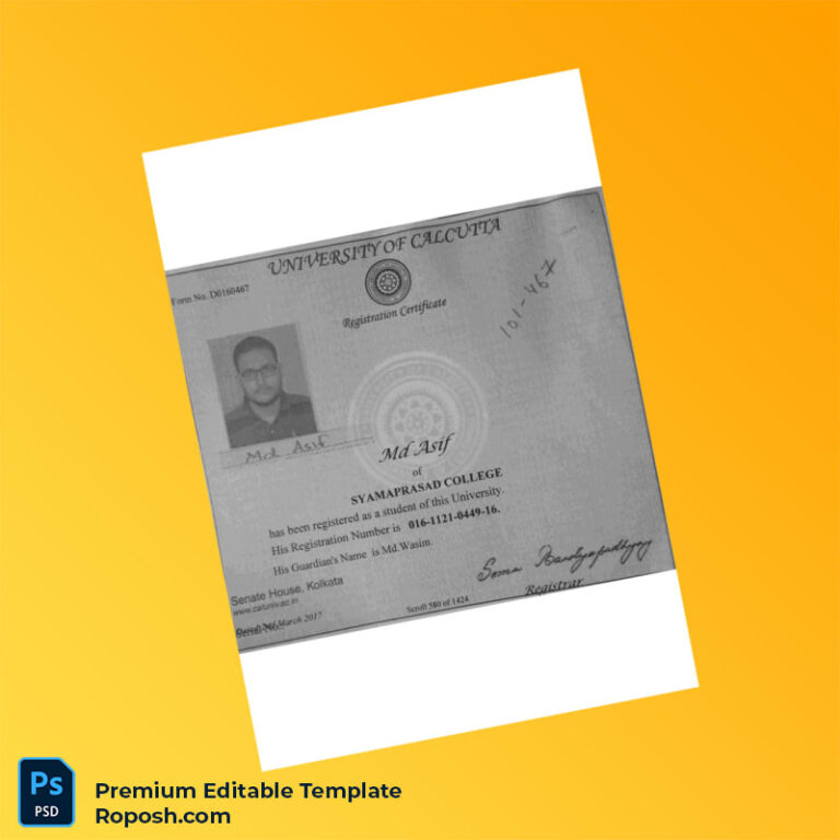 Customizable India University Registration Certificate Editable Word ...