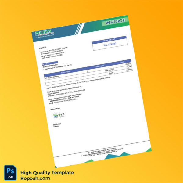 Indonesia PT Indonesia Trans Network Invoice Template in Word and PDF ...