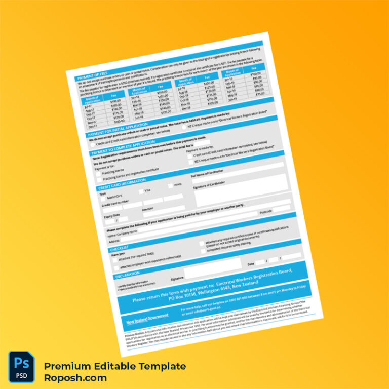 Customizable New Zealand Electrical Workers Registration Board ...
