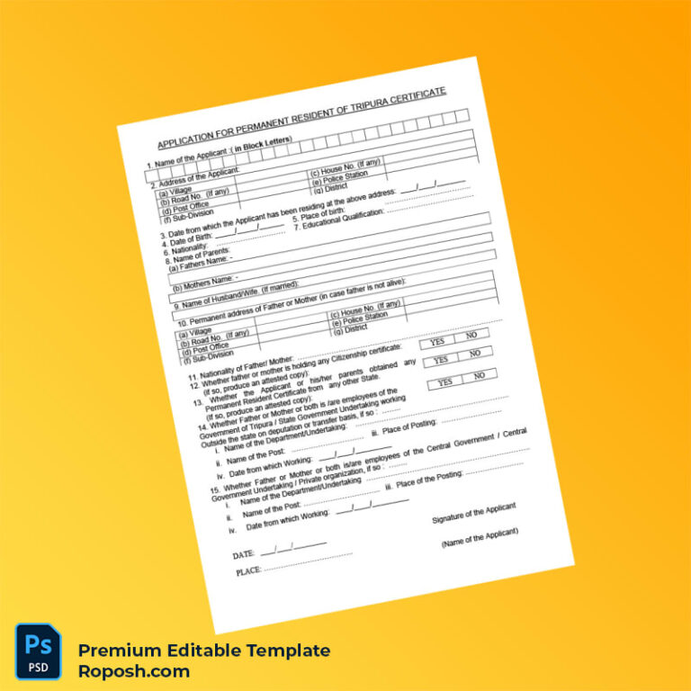 Customizable Tripura Government Permanent Resident Certificate ...