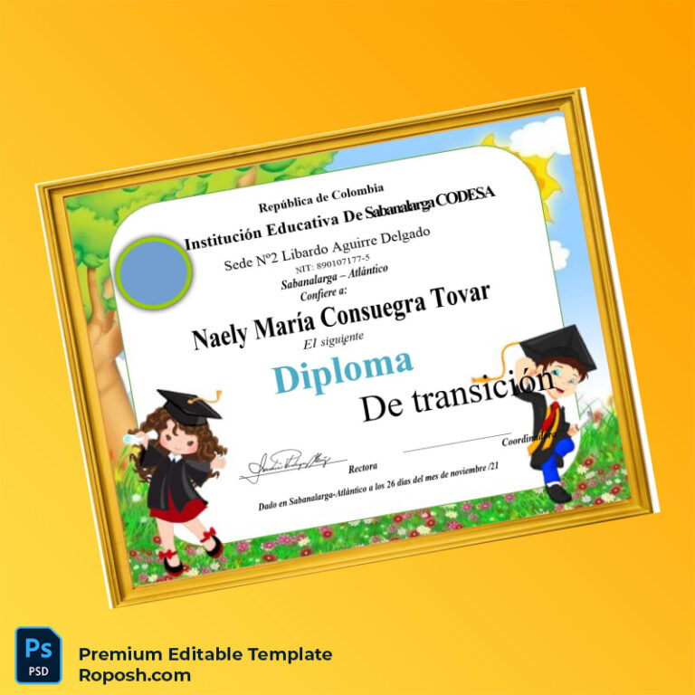 Editable Diploma Template Colombia Institución Educativa De Sabanalarga ...