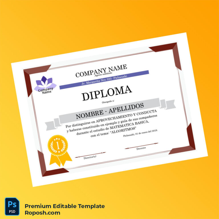 Editable Peru Company Name Diploma Template - Fast Edit | roposh