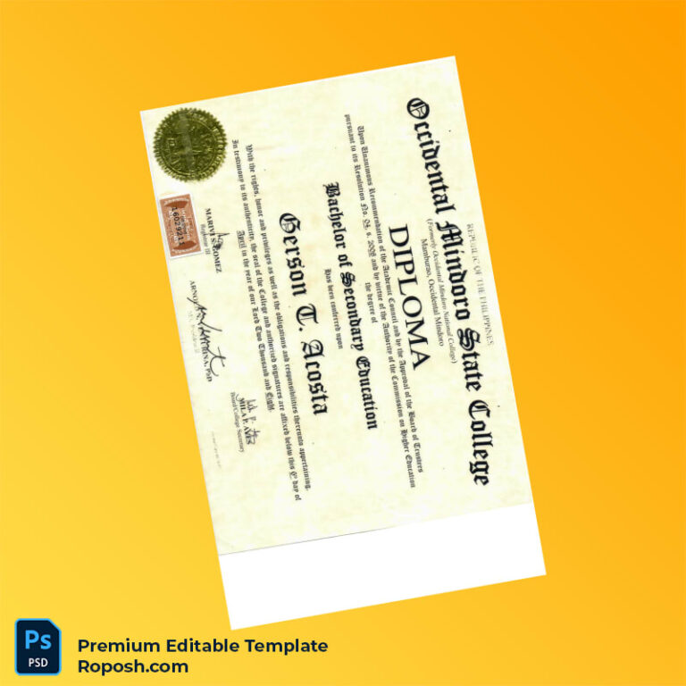 Editable Philippines Occidental Mindoro State College Bachelor of Secondary Education Template ...