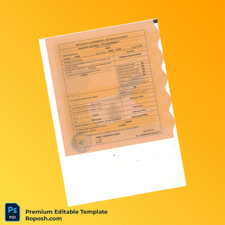 Editable Romania Titu Maiorescu National College High School Diploma ...