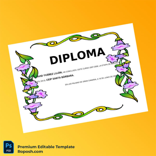 Editable Spain CEIP Santa Bárbara Early Childhood Education Diploma ...